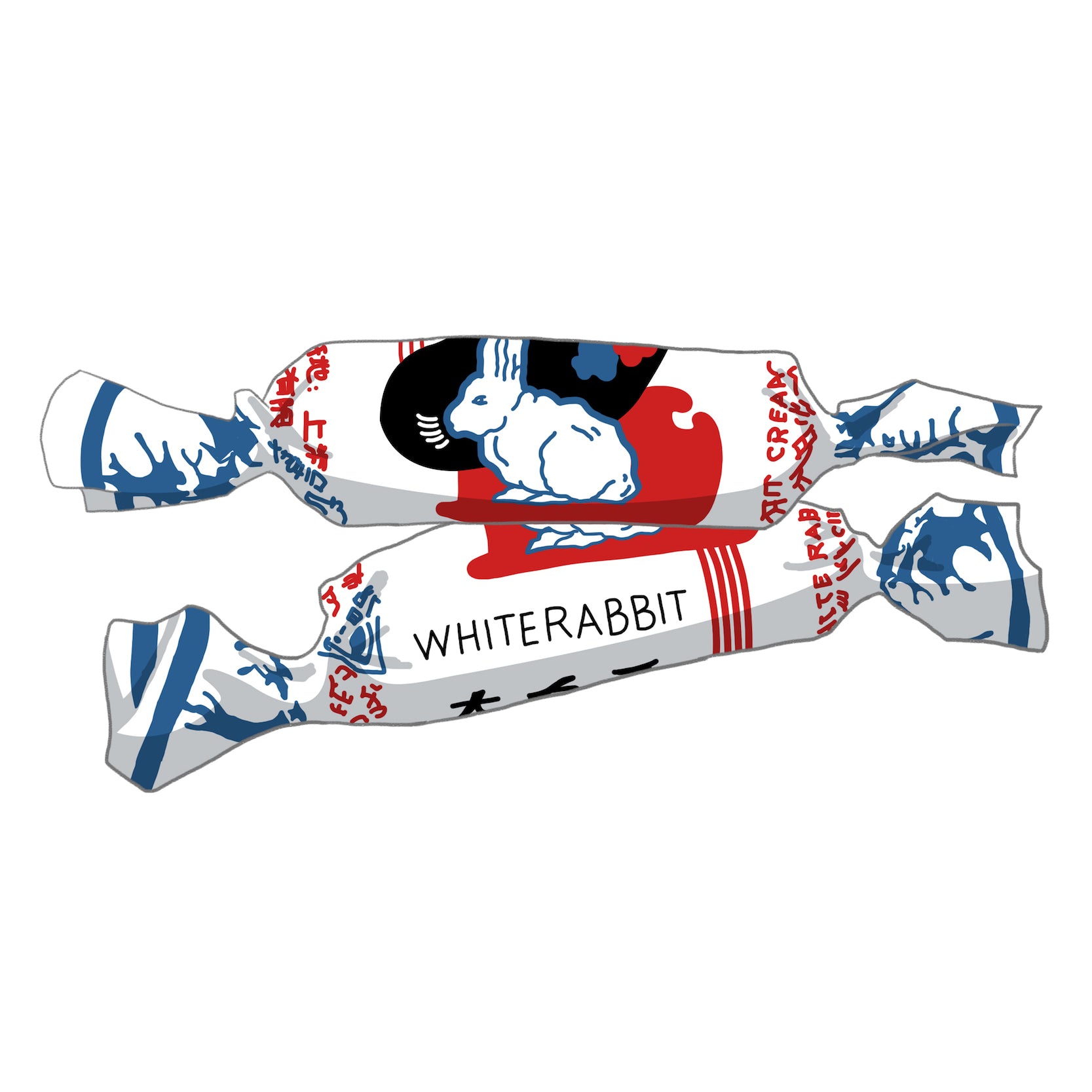 white rabbit candy drawing